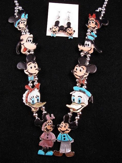 Zuni Disney Mickey Mouse Squash Blossom Necklace And Earrings Andrea Shirley