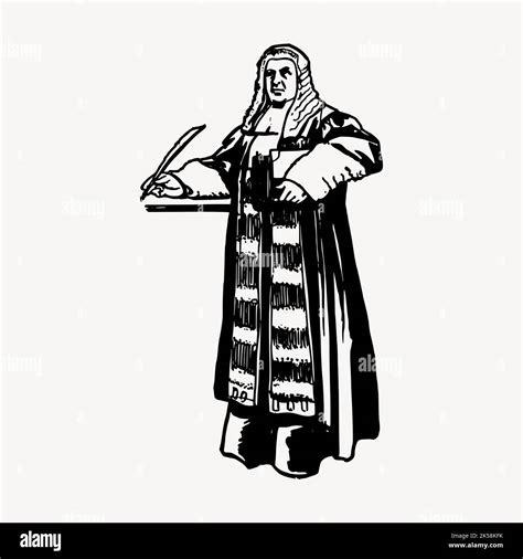 vintage judge drawing man illustration vector stock vector image and art