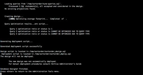 Using Database Designer To Build Projections With Optimal Sort Order In
