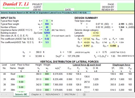 Seismic Analysis Based On Ibc 06cbc 07 Equivalent Lateral Force