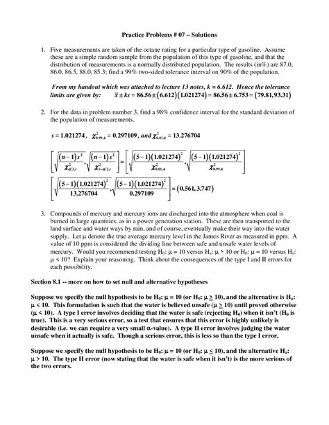 6 Solved Practice Problems On Applied Statistics Examination Stat 541 Docsity
