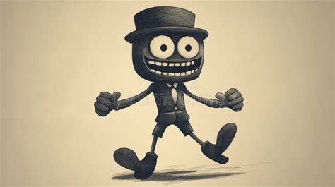 Early 20th Century Animation Style Vertical Caravan Character Walking