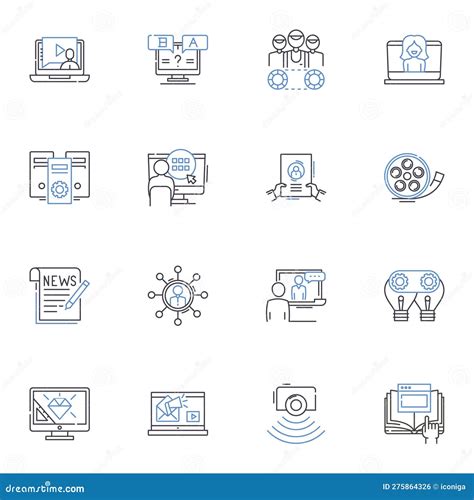 Content Conglomerate Line Icons Collection Aggregation Diversity Fusion Multitude