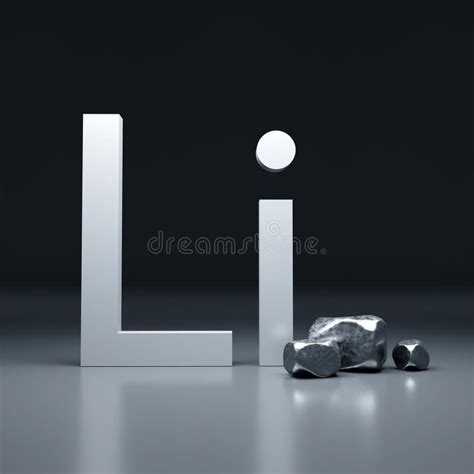 Lithium Chemical Symbol And Pieces Of Lithium Metal Stock Illustration