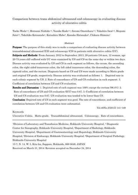 Comparison Between Trans Abdominal Ultrasound And Colonoscopy In Evaluating Disease Activity Of