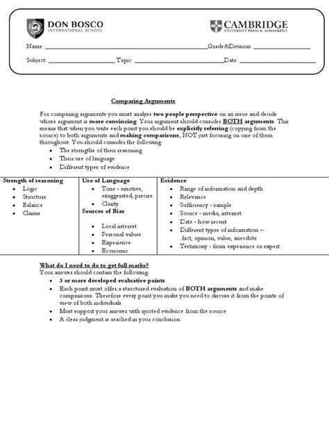 comparing arguments pdf