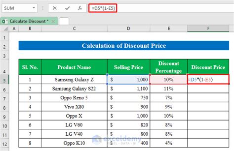 how to calculate discount in excel 2 easy methods exceldemy