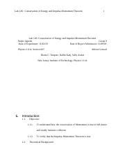 Physics A Lab Report Lab Conservation Of Momentum And Impulse Momentum Theorem Lab