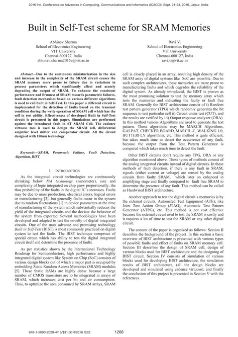 pdf built in self test scheme for sram memories