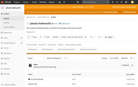 Private Gitlab Server Automatic Installation To The Cloud Virtuozzo