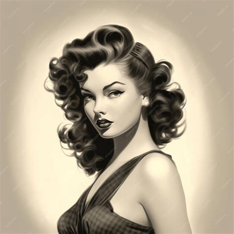 Premium Ai Image Style Retro Pin Up Girl Illustration