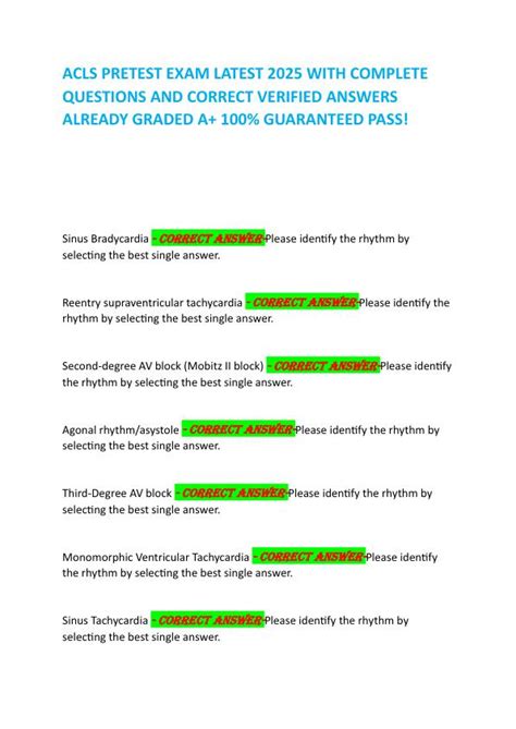 ACLS PRETEST EXAM LATEST WITH COMPLETE QUESTIONS AND CORRECT VERIFIED ANSWERS ALREADY GRADED A