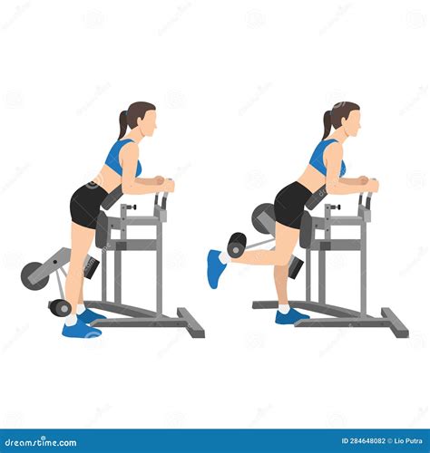 Woman Doing Standing Leg Hamstring Curls Machine Vector Illustration CartoonDealer Com
