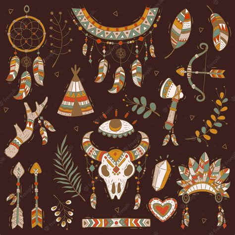 Premium Vector Hand Drawn Boho Element Collection Premium Vector Hand Drawn Boho Element Collection