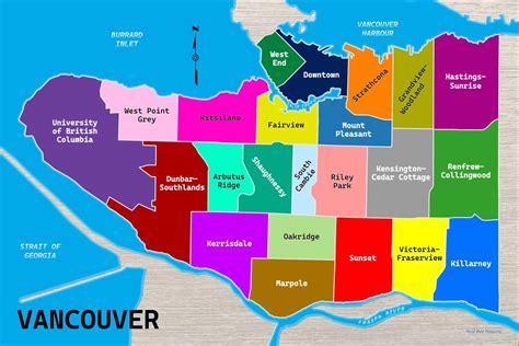 Vancouver Neighbourhoods Poster Map Etsy