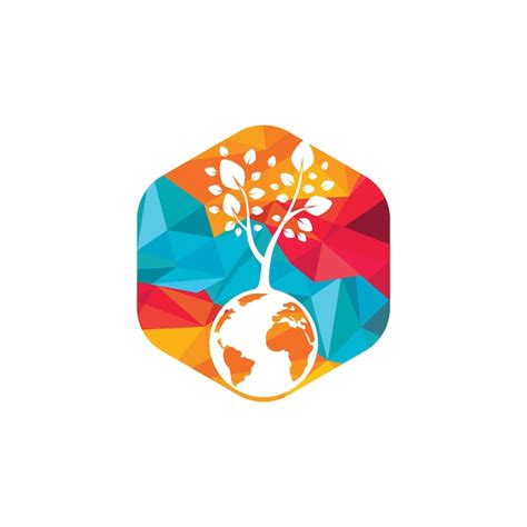 Premium Vector Globe Tree Vector Logo Design Template