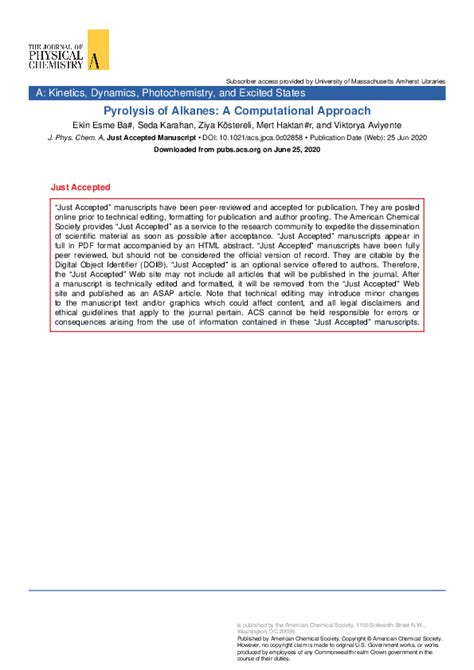 Pdf Pyrolysis Of Alkanes A Computational Approach