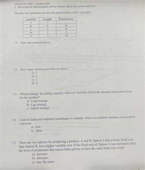 Solved Points Total Point Each Short Answer And Chegg Com