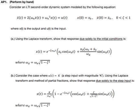Ap1 Perform By Hand Consider An Lti Second Order