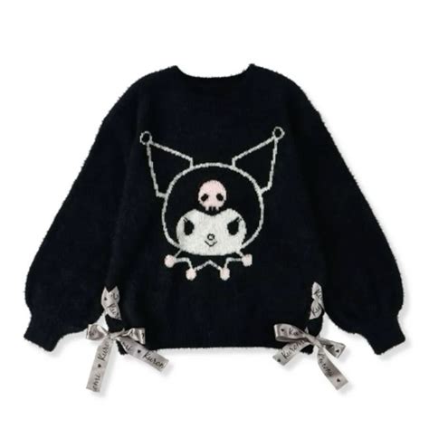Kuromi Sanrio Pullover Clothing Hoodie Fashion Style Trendy Black Japan