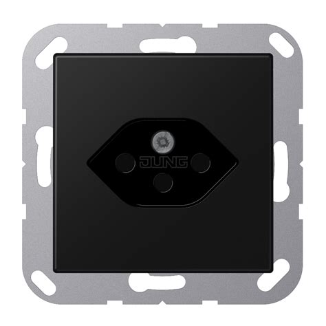 1 Gang Socket Swiss System Type 13 Thermoplastic Lacquered Matt Graphite Black A 1520 13
