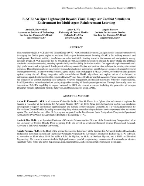 Pdf B Ace An Open Lightweight Beyond Visual Range Air Combat