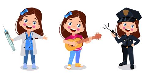 다른 직업의 만화 캐릭터 프리미엄 벡터
