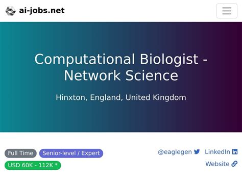 [hiring] Computational Biologist Network Science In Hinxton England United Kingdom R Ai Ml