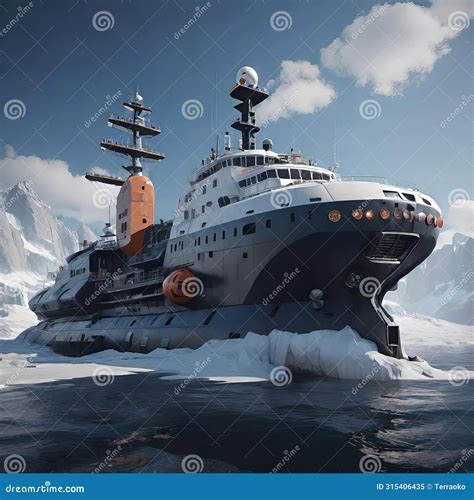 Research Ship Explores A Huge Ship With Scientific Instruments A Bright Setting Sun Turquoise