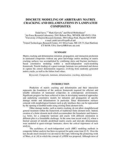 Pdf Discrete Modeling Of Arbitrary Matrix Cracking And Delaminations In Laminated Composites