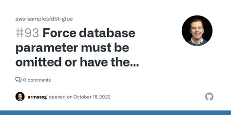 Force Database Parameter Must Be Omitted Or Have The Same Value As