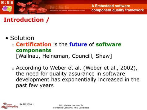 Ppt Embedded Software Quality Assurance Framework For Component Certification Powerpoint