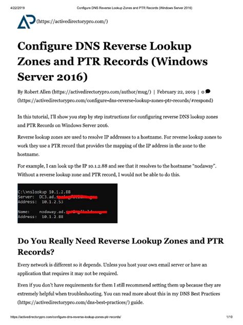 Configure Dns Reverse Lookup Zones And P Pdf