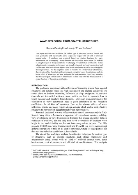 PDF Wave Reflection From Coastal Structures