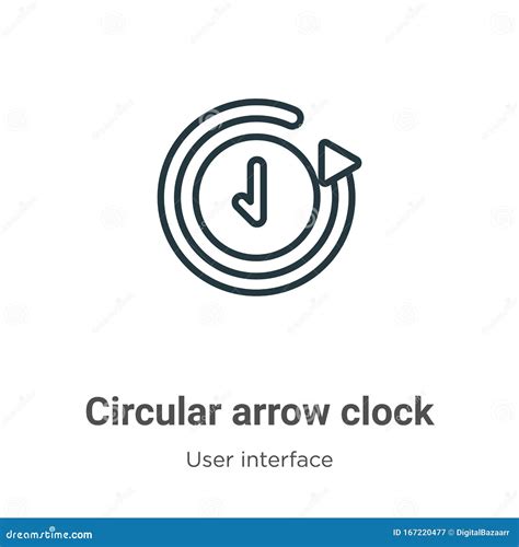 Circular Arrow Clock Outline Vector Icon Thin Line Black Circular Arrow Clock Icon Flat Vector