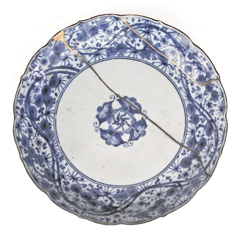 2022 054 Kintsugi Blue And White Plate Old Imari Kintsugi Showzi