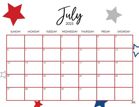 Blank July 2025 Calendar