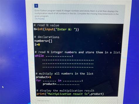 Solved Given Python Program Reads N Integer Numbers And Chegg