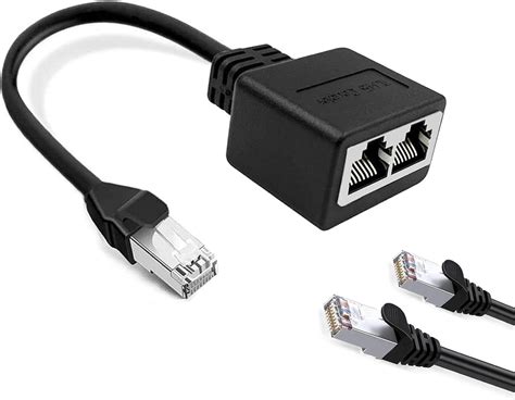 Yllaa Ethernet Splitter Rj45 Lan Ethernet Socket Connector Adapter Tuliyet 1 Male To 2 Female