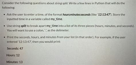 Solved Consider The Following Questions About String Split Chegg Com