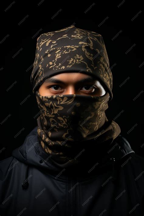 Premium Photo A Man Wearing A Black Hoodie And A Face Mask