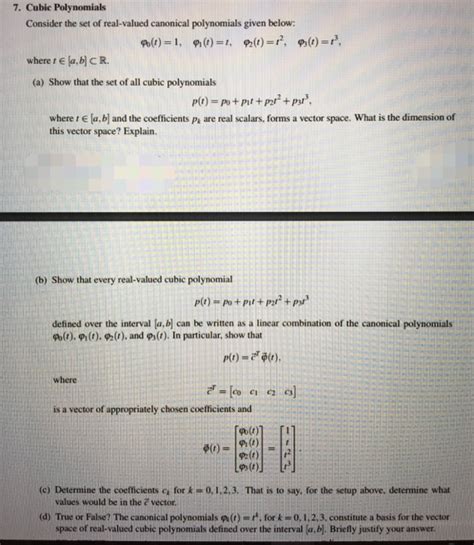 solved cubic polynomials consider the set of real valued