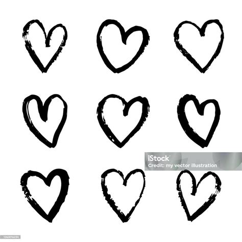 하트 브러쉬 스트로크 벡터 페인트 브러시 세트 브러시 스트로크 템플릿 그런지 디자인 요소 긴 텍스트 상자 더러운 조난 텍스처