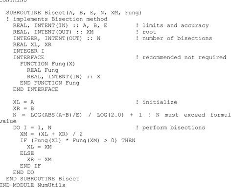 The Module Numut Ils Below Contains A Subroutine Bisect