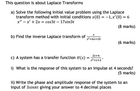 Solved This Question Is About Laplace Transforms A Solve Chegg