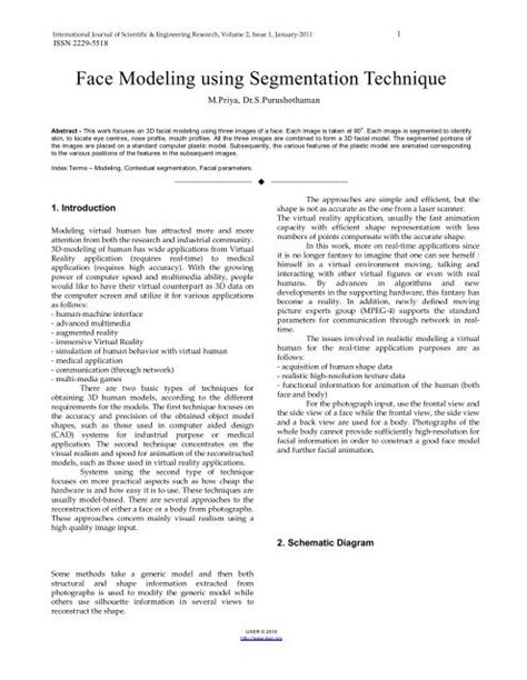 Face Modeling Using Segmentation Technique International