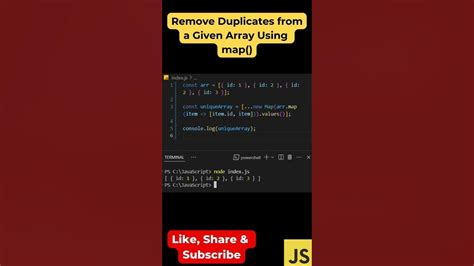 32 Method 5 Using Map Remove Duplicates From An Array In Javascript 🚀 Shorts