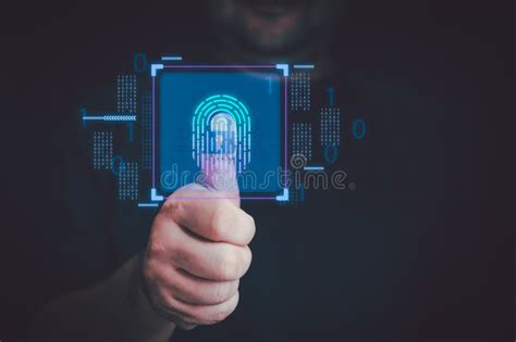 fingerprint identification technology concept login to secure privacy
