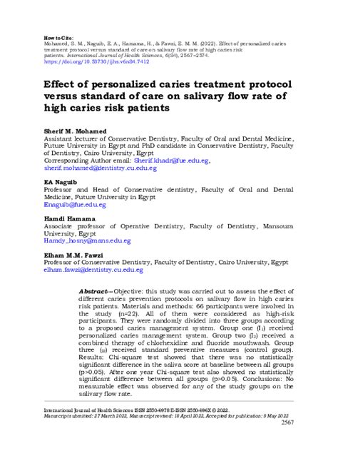 Pdf Effect Of Personalized Caries Treatment Protocol Versus Standard