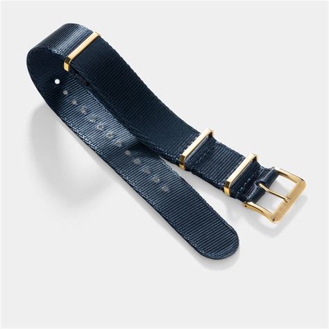 Deluxe Nylon Single Pass Watch Strap Navy Blue Gold
